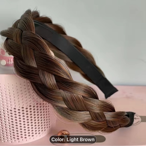 Hair | 1pc Light Brown Fishbone Four Strand Braid Wig Headdress Wide ...